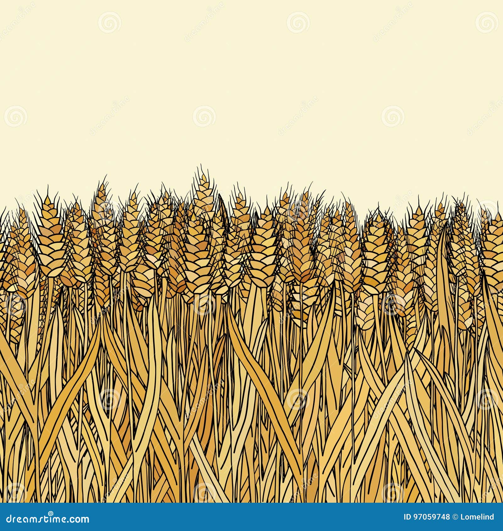 Vector Cartoon Doodle Wheat Seamless Pattern Stock Illustration ...