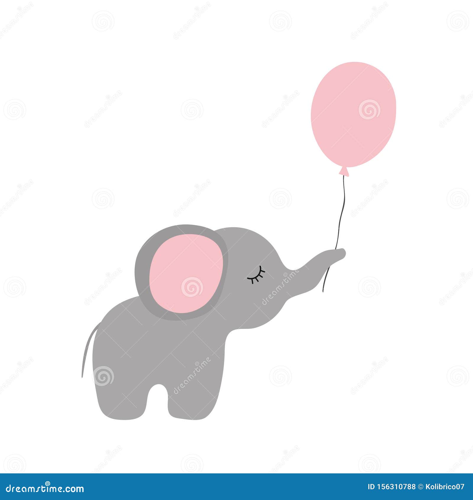 Vector Cartoon Elephant with Balloon Stock Vector - Illustration of ...