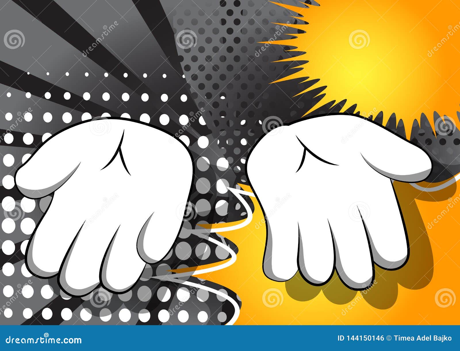 Vector Cartoon Empty Hands on Comic Book Background. Stock Vector ...