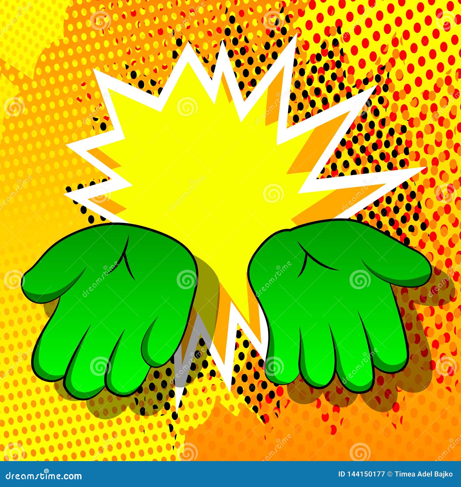 Vector Cartoon Empty Hands on Comic Book Background. Stock Vector ...