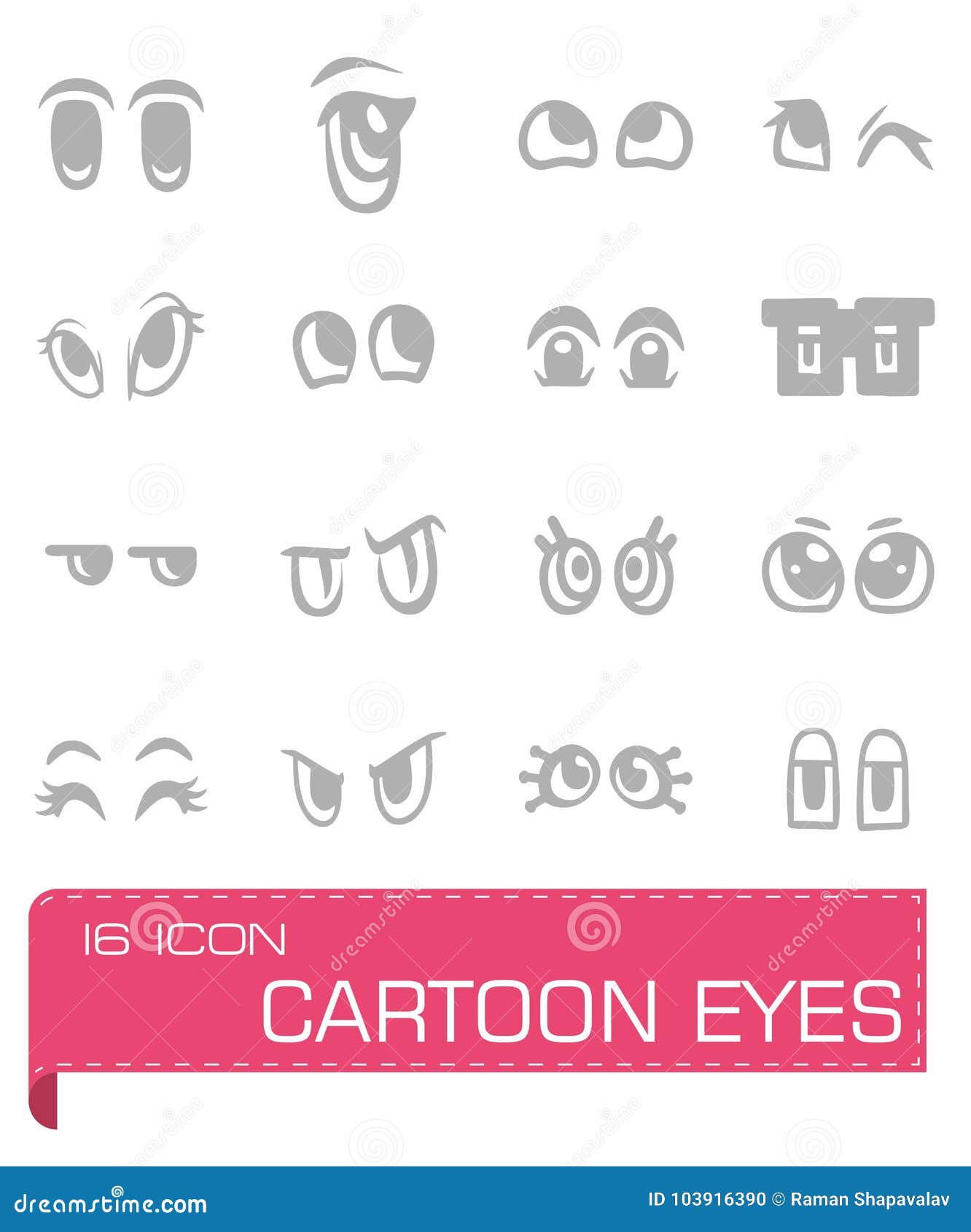 Vector Cartoon Eyes Icon Set Stock Vector - Illustration of facial ...