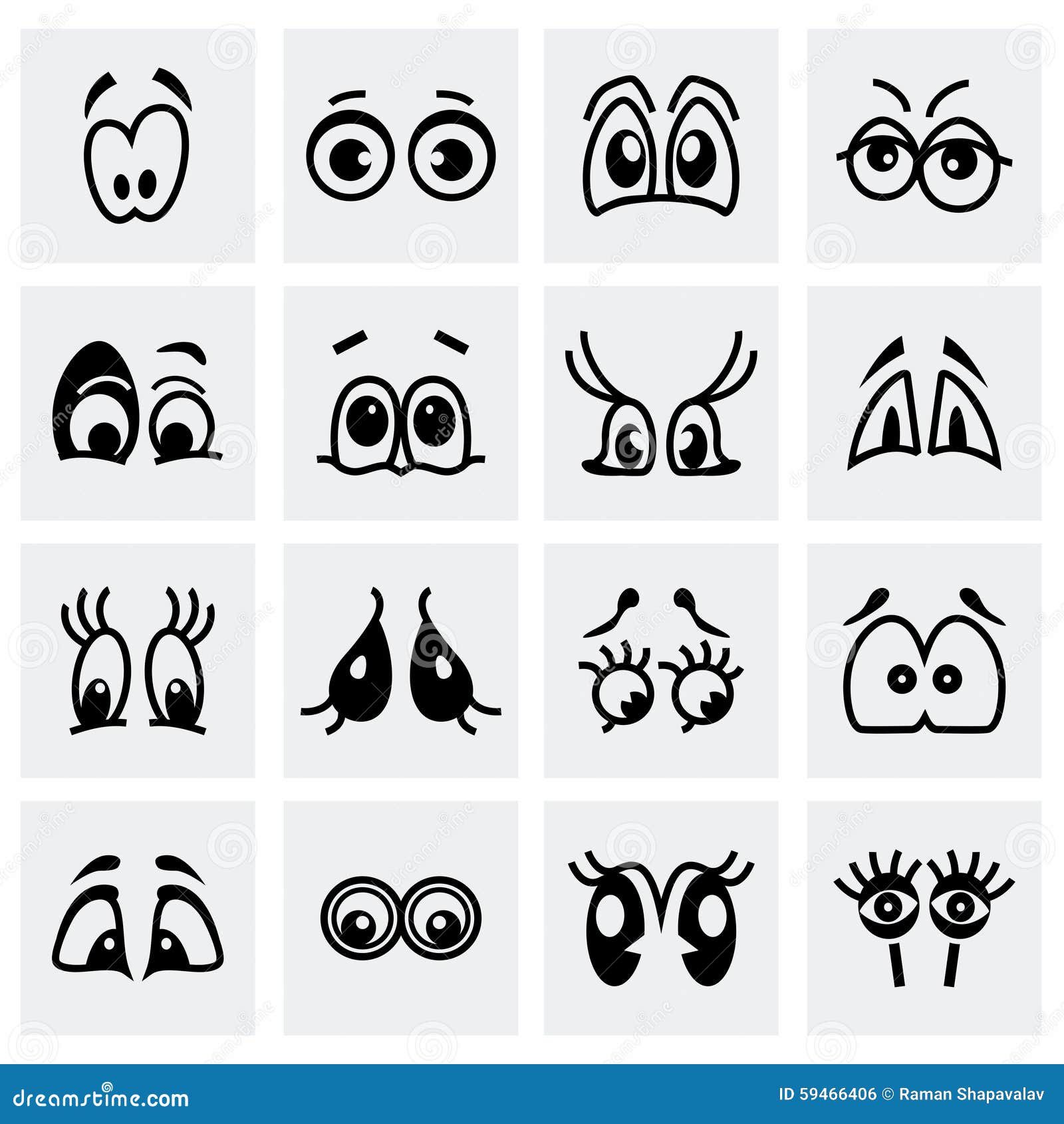 Vector Cartoon Eyes Icon Set Stock Vector - Illustration of cute ...