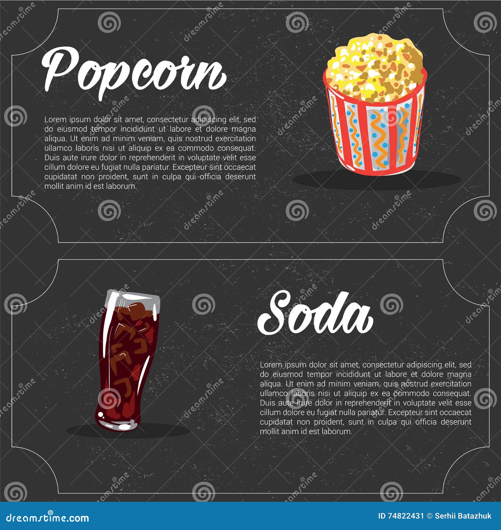 Vector Cartoon Fast Food Combo - Popcorn and Soda. Food Elements for ...