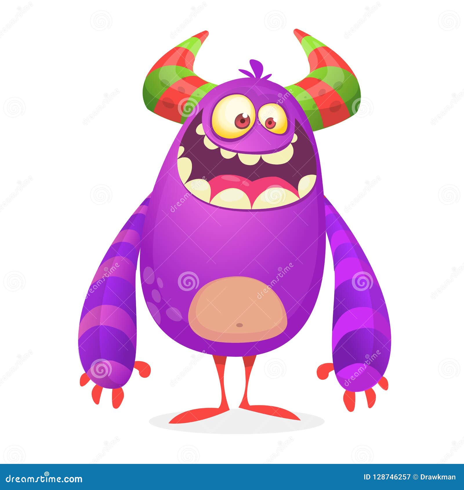 Vector Cartoon of Fat and Fluffy Halloween Monster. Isolated. Stock ...