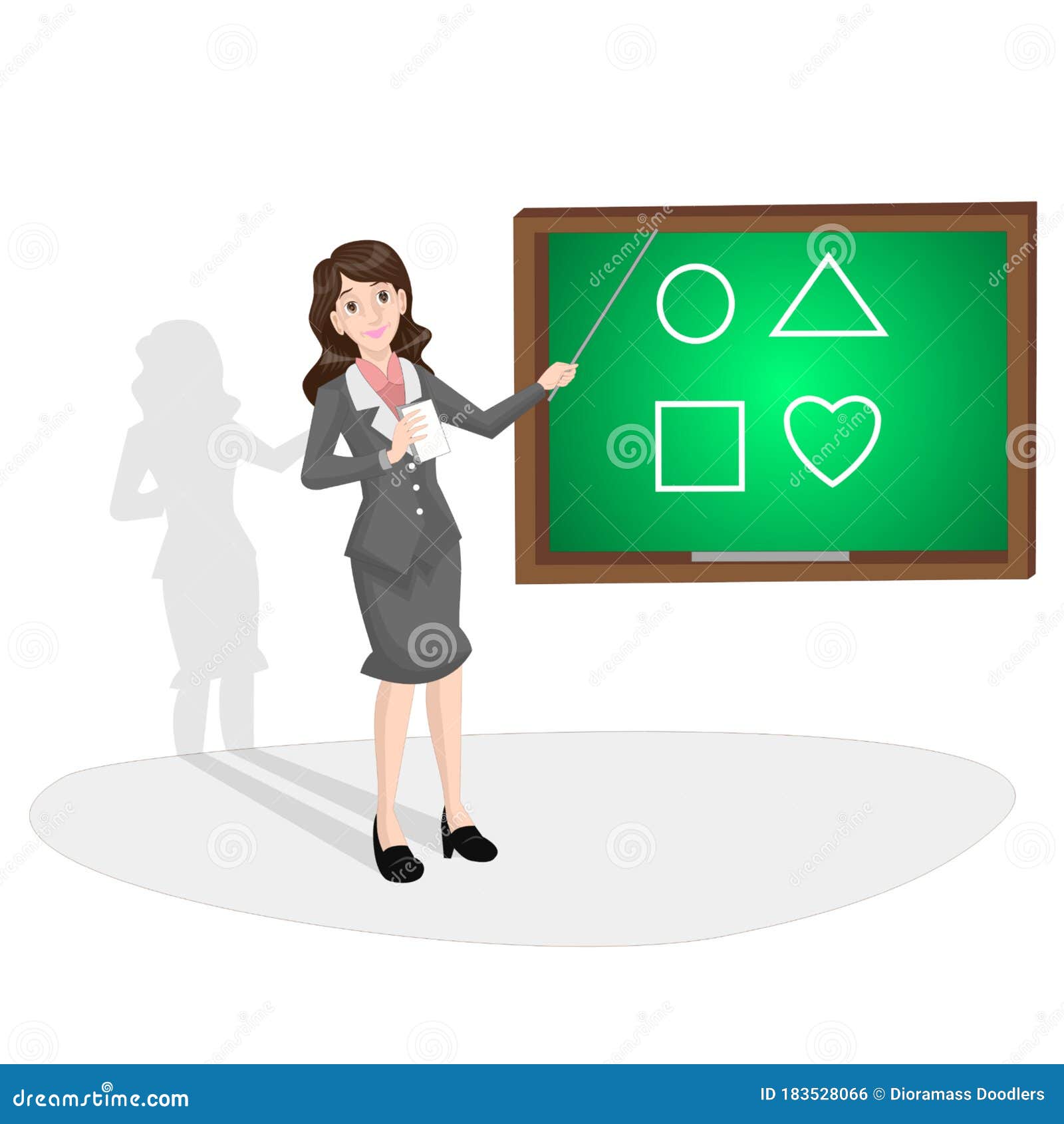 Vector Cartoon Female Teacher. Stock Photo - Illustration of chalkboard ...