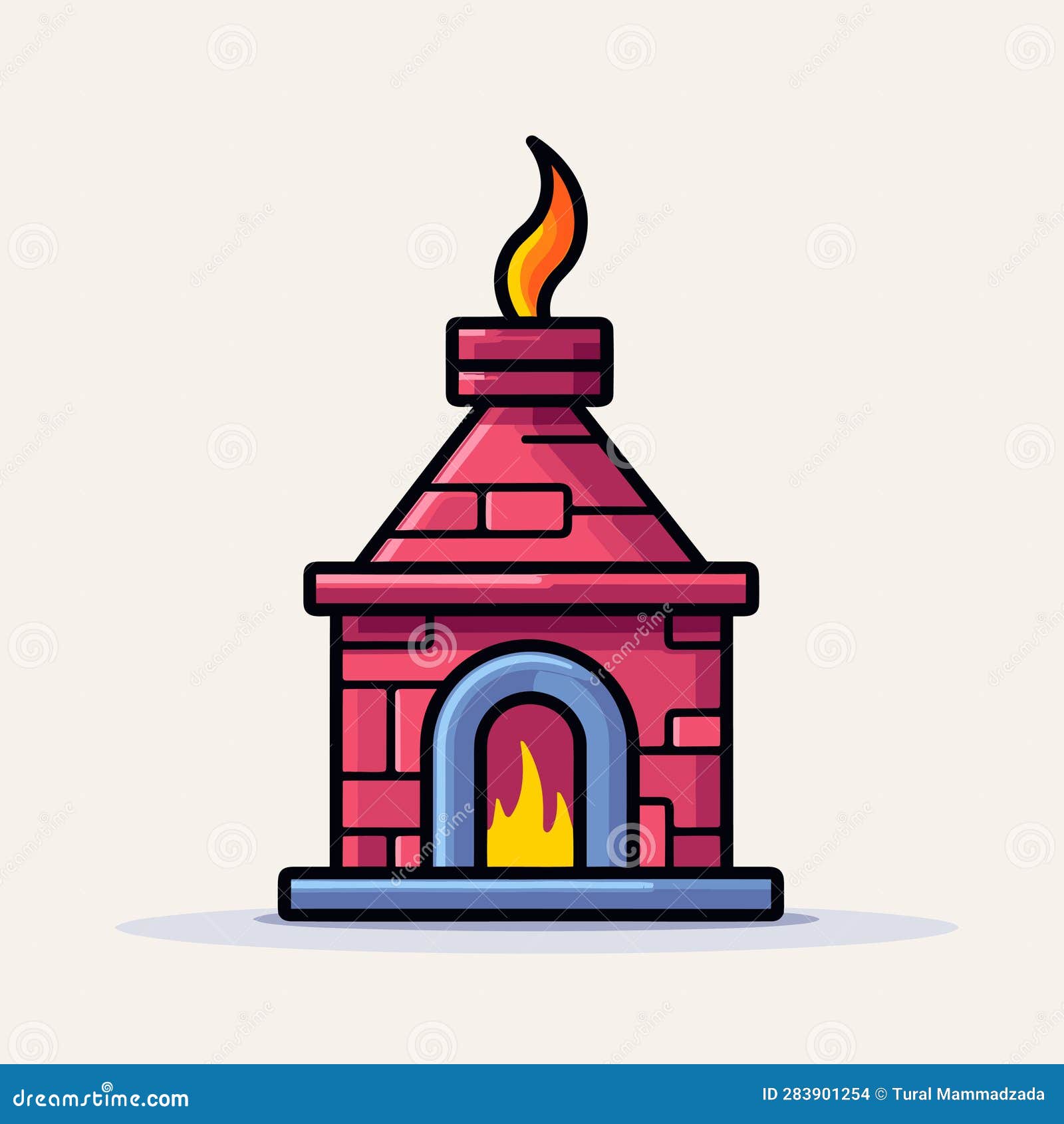 Vector of a Cartoon Fire Place with a Vibrant Flame Stock Vector ...