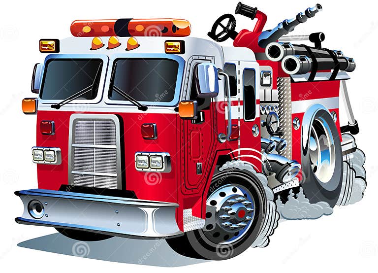 Vector Cartoon Fire Truck stock vector. Illustration of dangerous ...