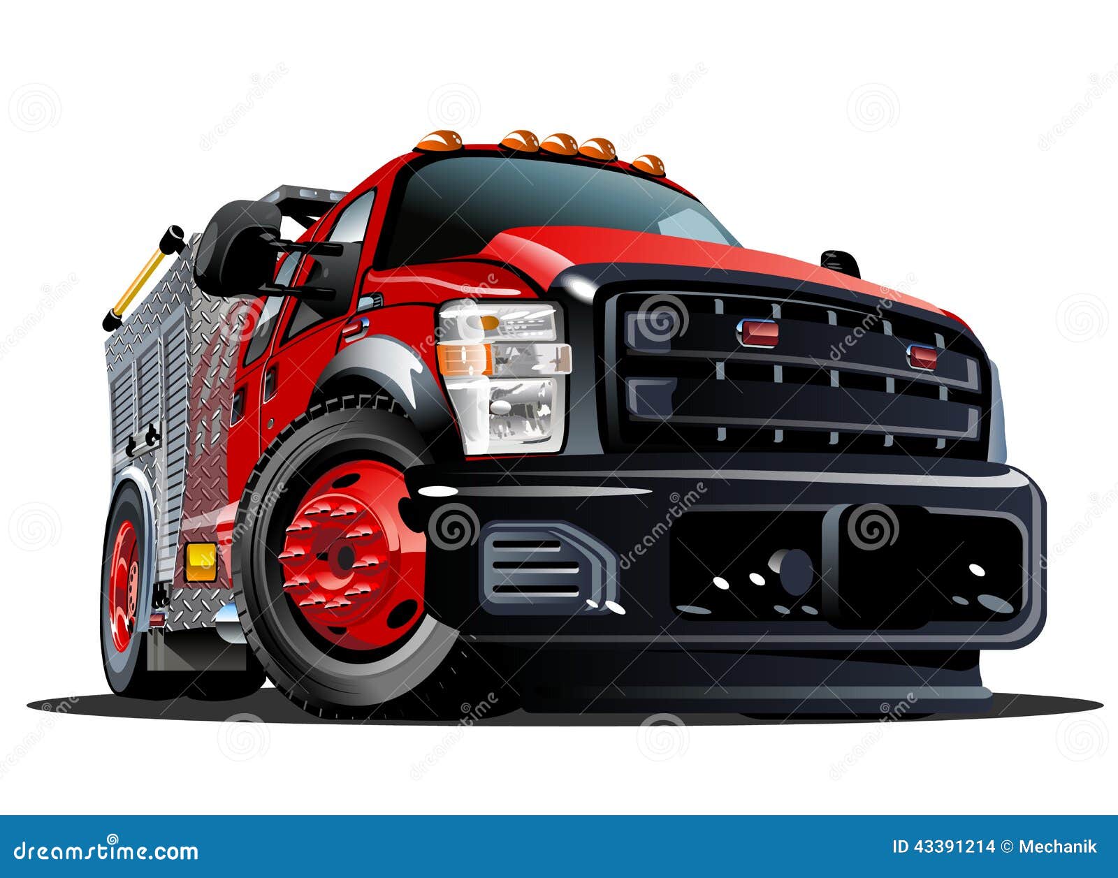 Vector Cartoon Fire Truck stock vector. Illustration of fireman - 43391214