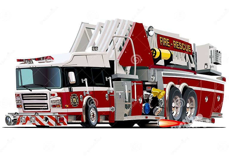 Vector Cartoon Fire Truck stock vector. Illustration of engine - 56896669