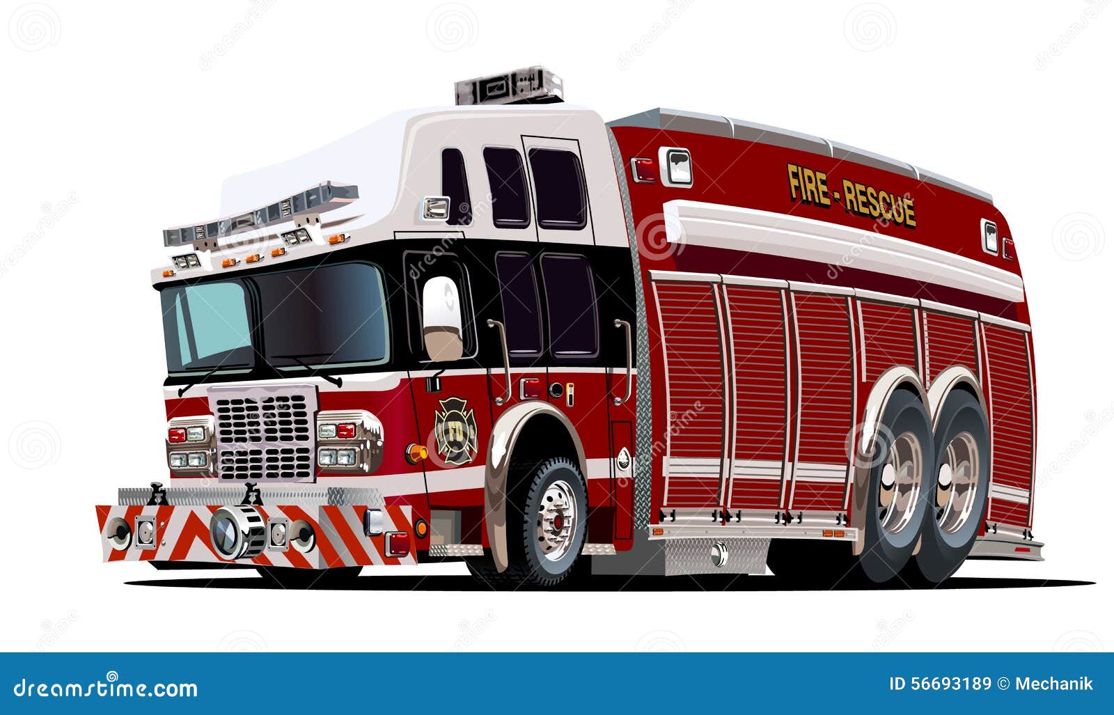 Vector Cartoon Fire Truck stock vector. Illustration of firetruck ...