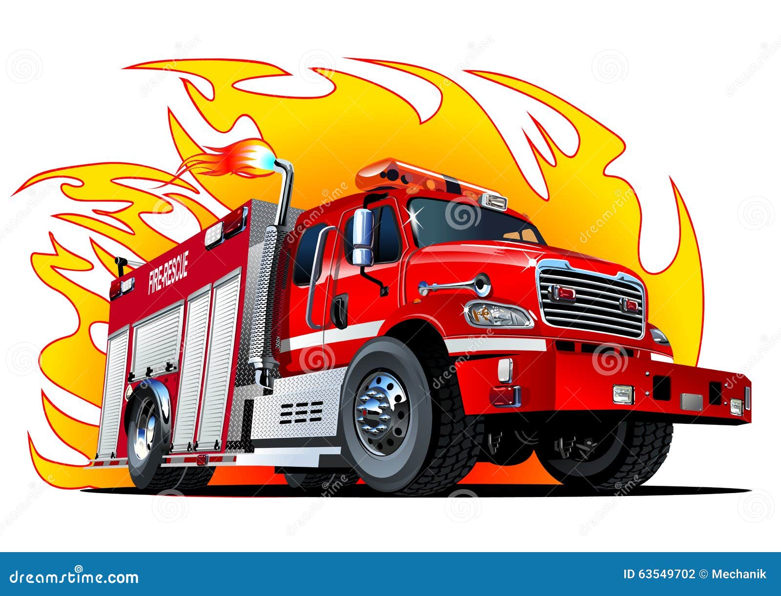 Vector Cartoon Fire Truck stock vector. Illustration of emergency ...