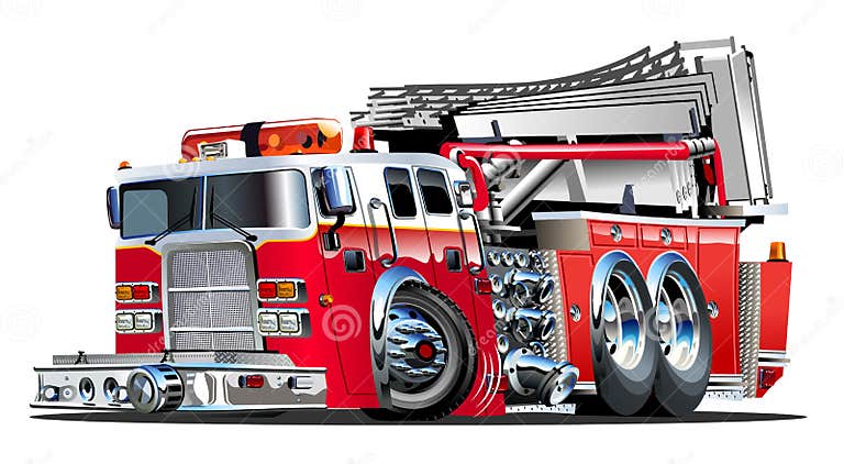Vector Cartoon Fire Truck stock vector. Illustration of burn - 30058505