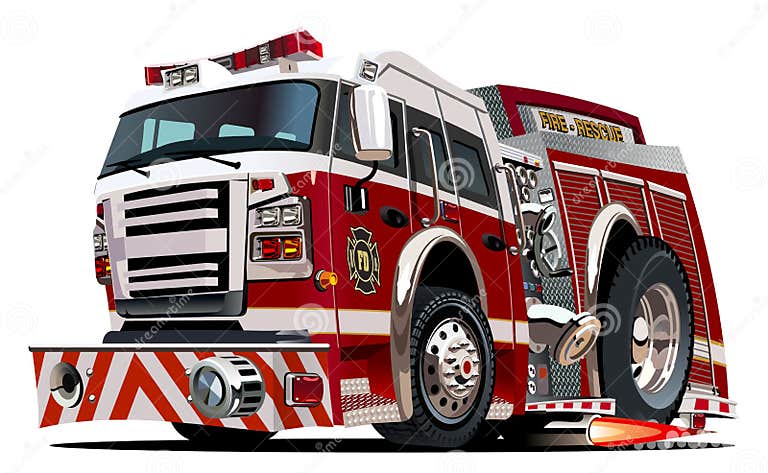 Vector cartoon firetruck stock vector. Illustration of firemen - 56597396