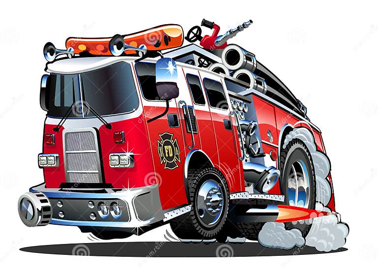 Vector cartoon firetruck stock vector. Illustration of auto - 98024942