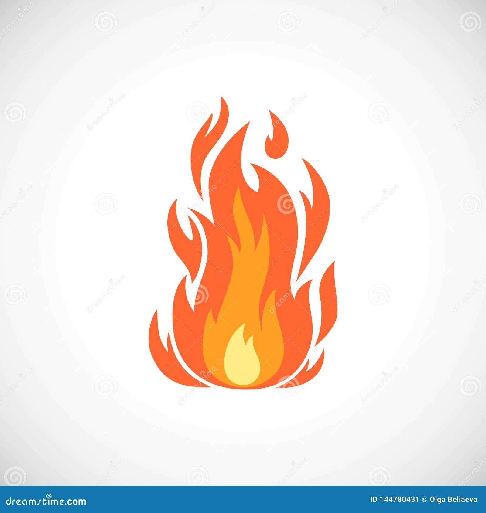 Vector Cartoon Flat Icon of Burning Flame Stock Vector - Illustration ...
