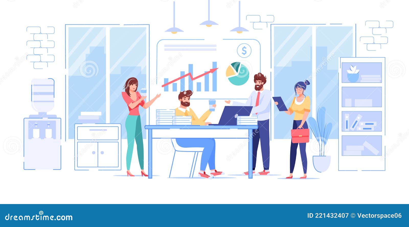 Flat Cartoon Office Team Characters,successful Employees,vector ...