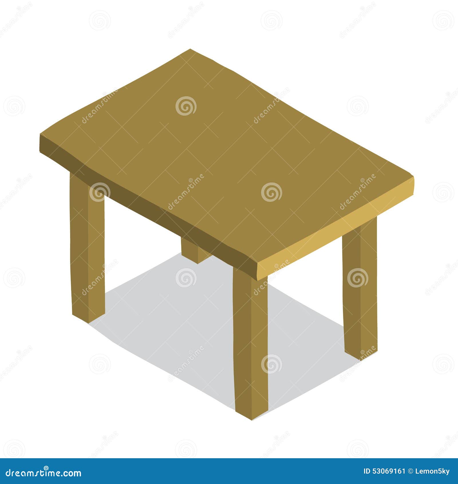 Vector Cartoon Flat Table Icon. Stock Vector - Illustration of cute ...
