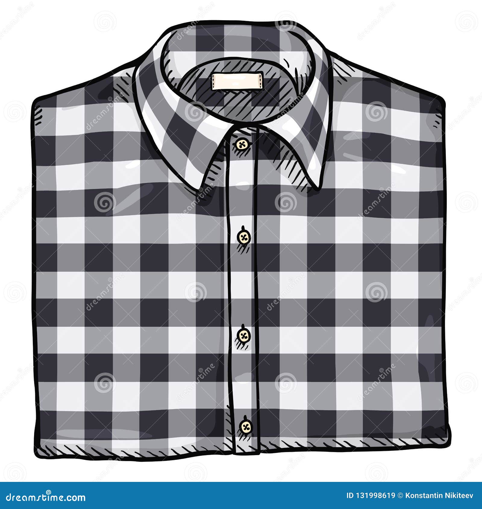 Vector Cartoon Folded Gray Checkered Men Shirt Stock Vector ...