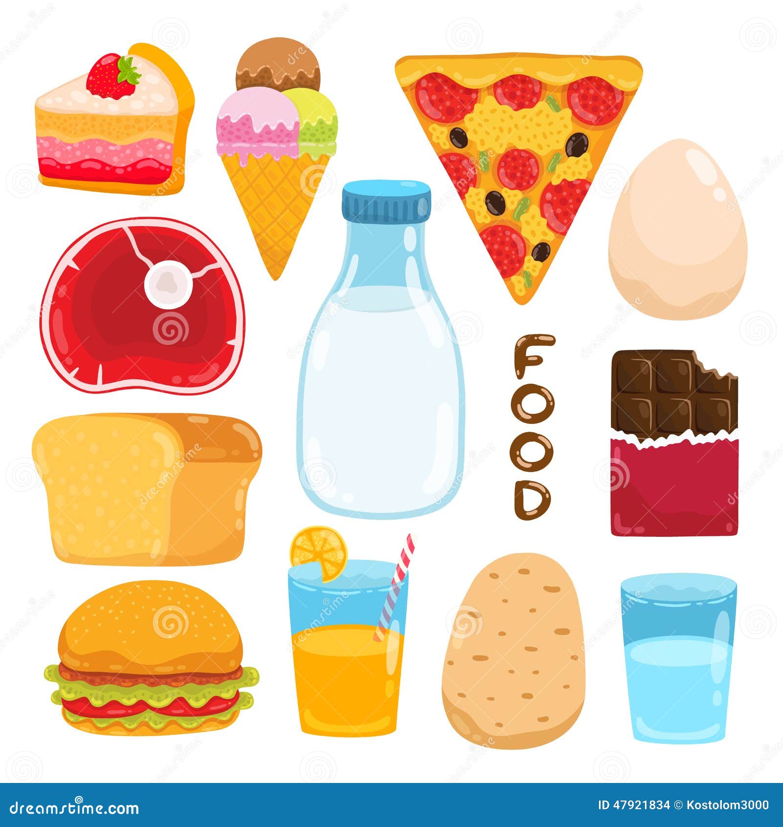 Vector Cartoon Food Illustration Set Stock Photo - Image: 47921834