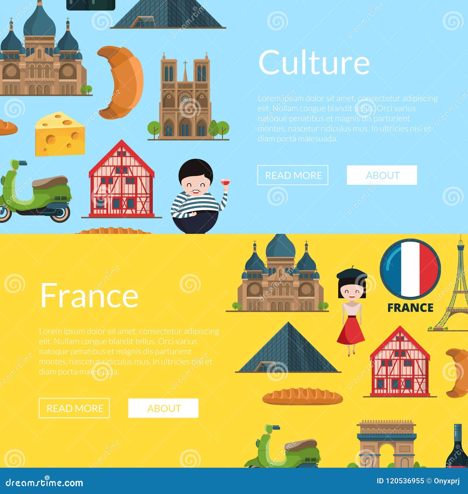 Cartoon Map Of France. Travel Illustration With Landmarks, Buildings ...