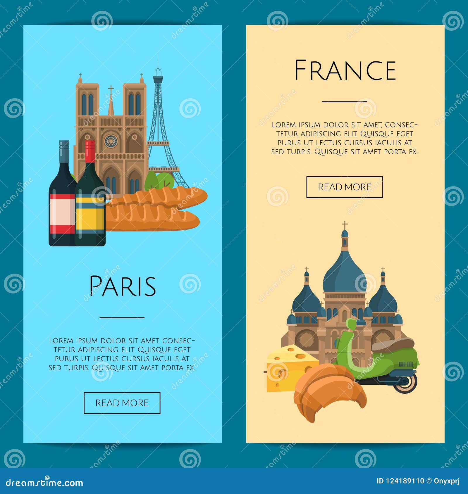 Vector Cartoon France Sights Objects Illustration Stock Vector ...