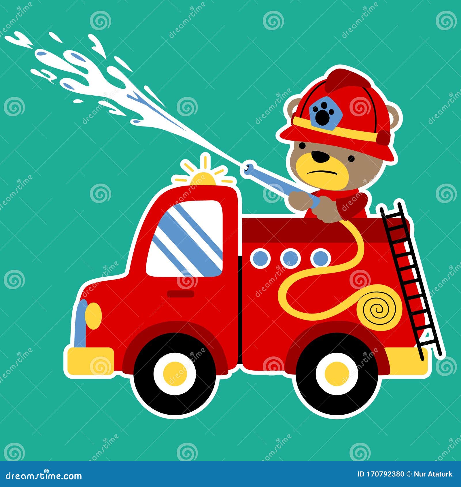 Firefighter Teddy Bear With Pink Fluffy Fur Wearing Firemans Hat And ...