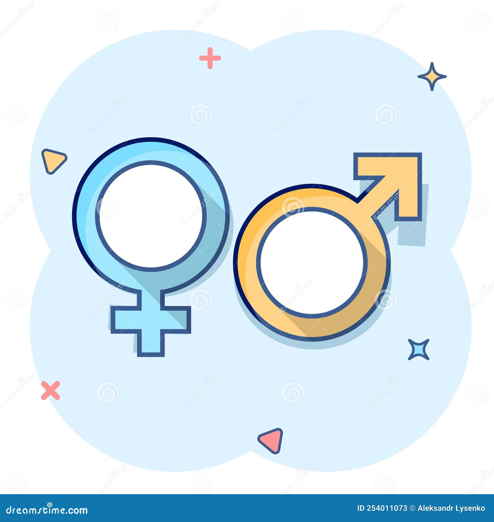 Vector Cartoon Gender Icon In Comic Style Men And Women Sign Illustration Pictogram Stock