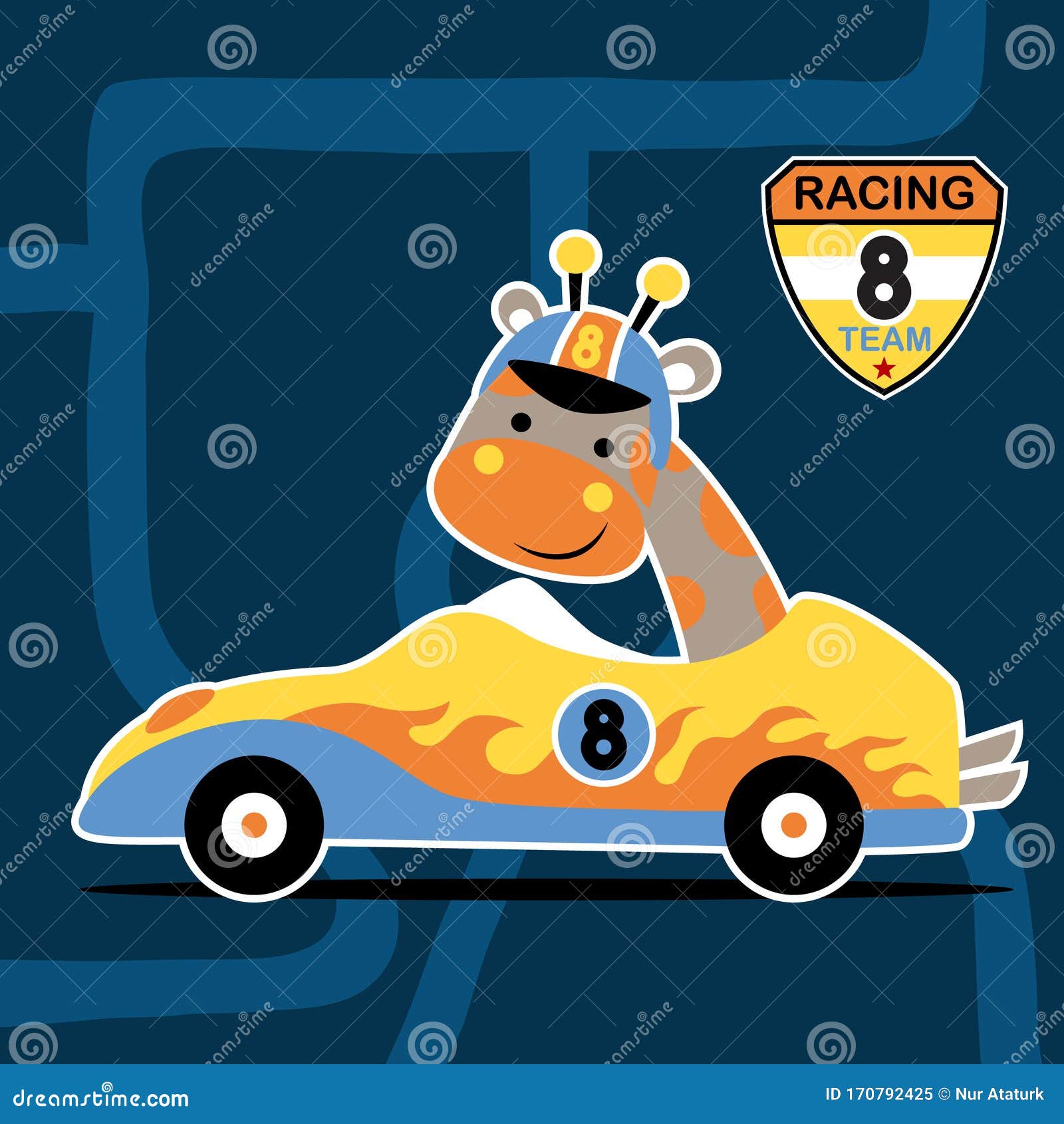 Cartoon of Giraffe the Funny Racer Stock Vector - Illustration of ...