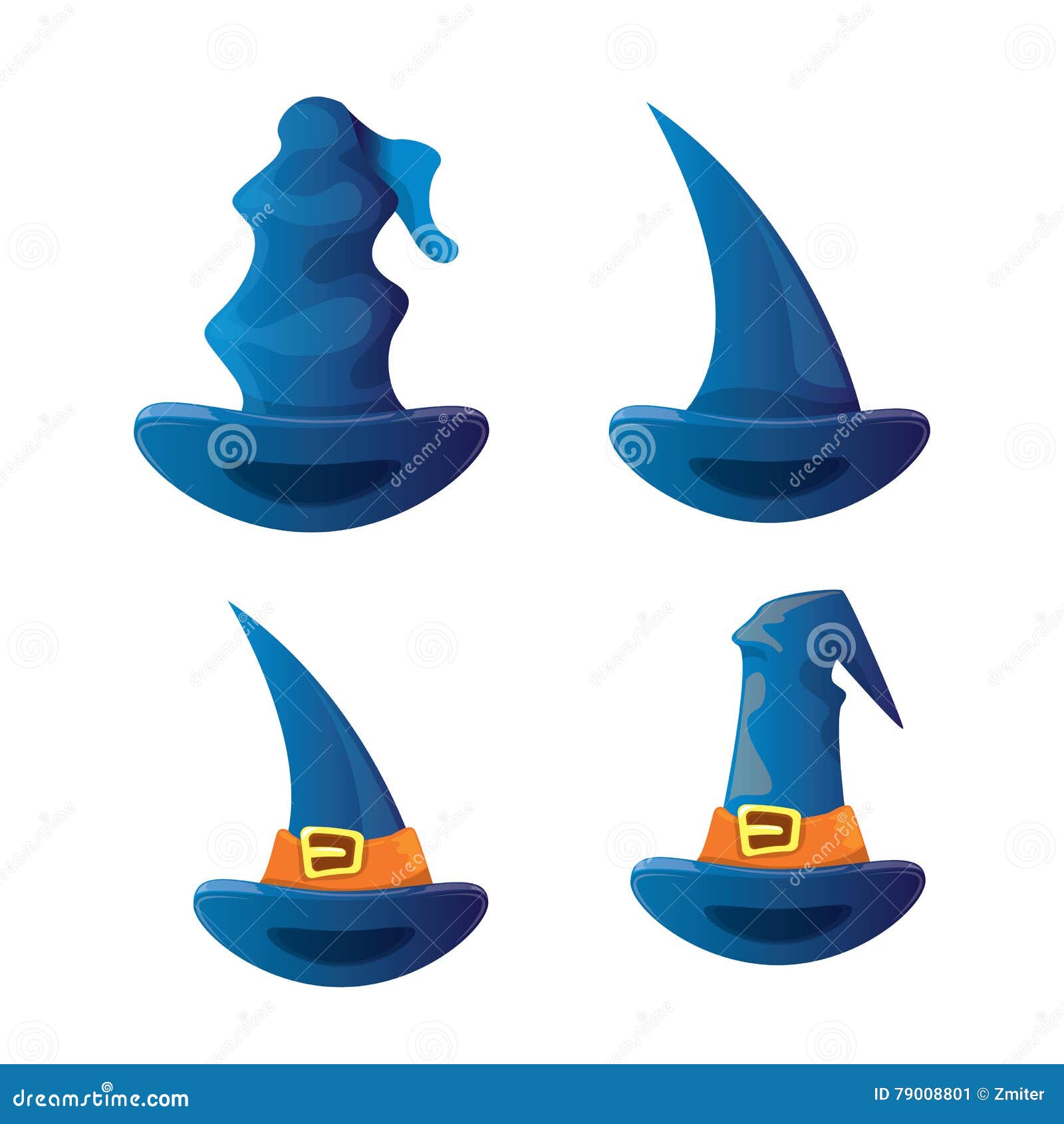 Vector Cartoon Glossy Blue Witch Hat Isolated Stock Vector ...