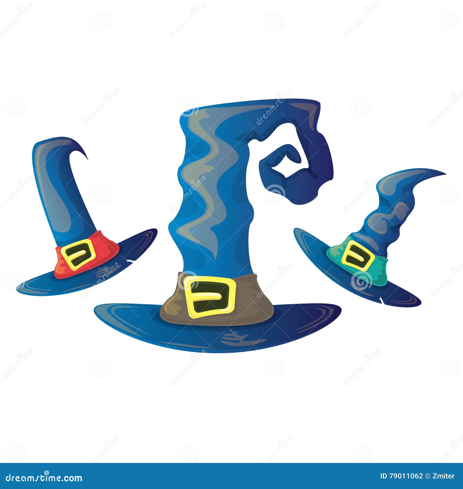 Vector Cartoon Glossy Blue Witch Hat Isolated Stock Vector ...