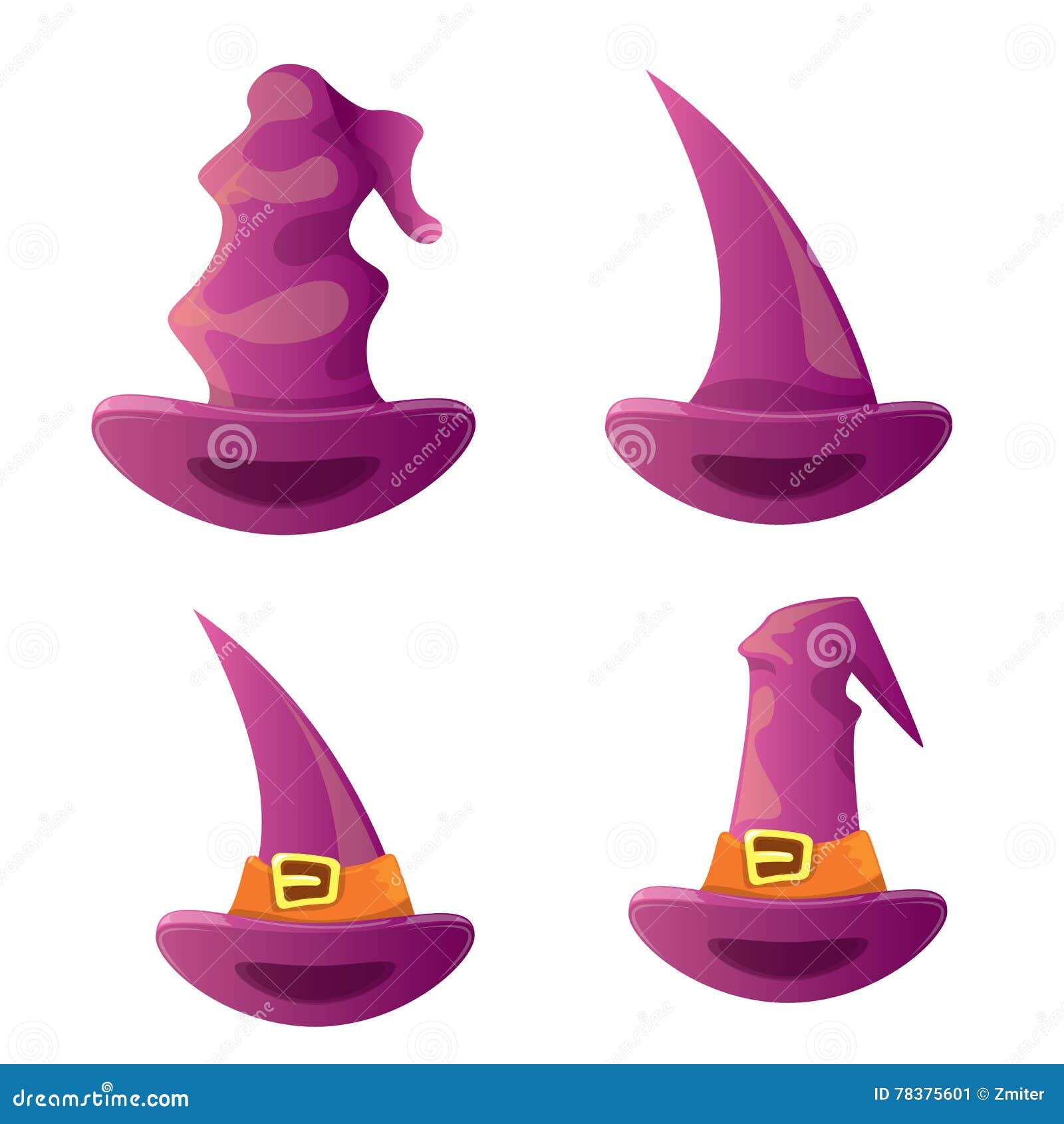 Vector Cartoon Glossy Pink Witch Hat Stock Vector - Illustration of ...