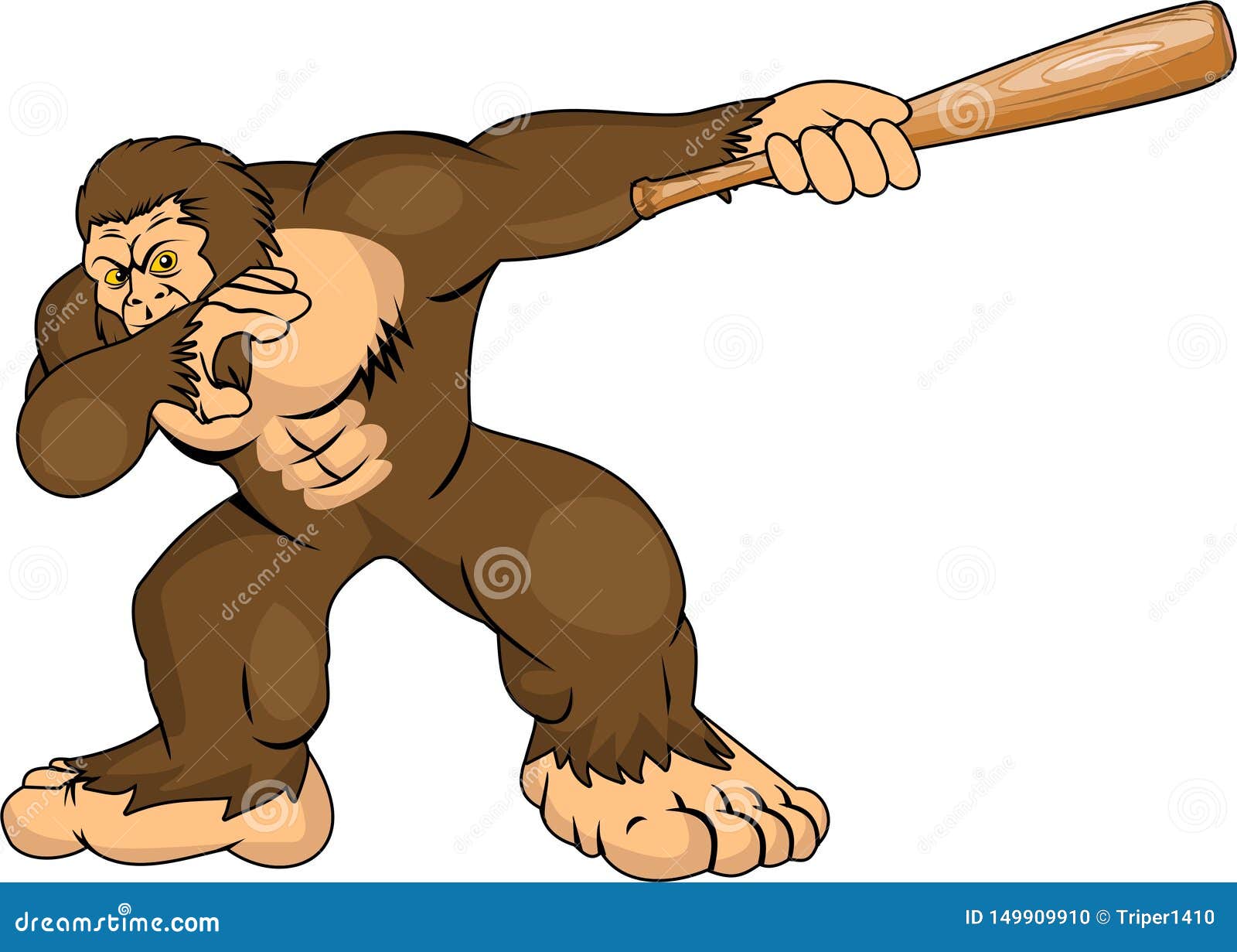 Vector - Cartoon Gorilla Holding Bat Stock Vector - Illustration of ...