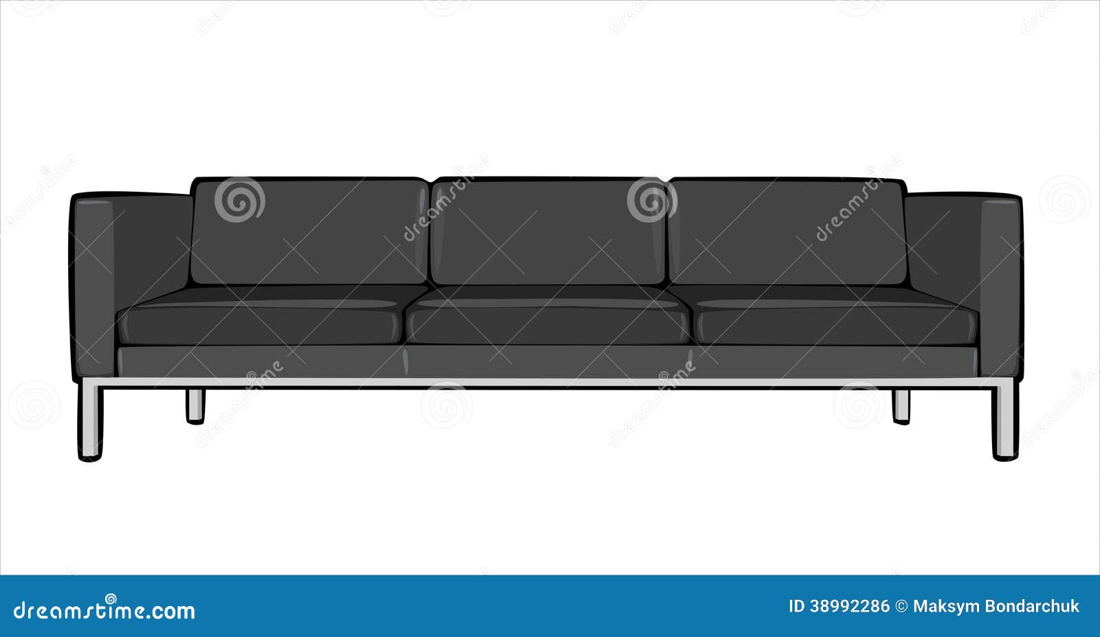 Vector Cartoon Gray Couch Isolated on White Stock Vector - Illustration ...