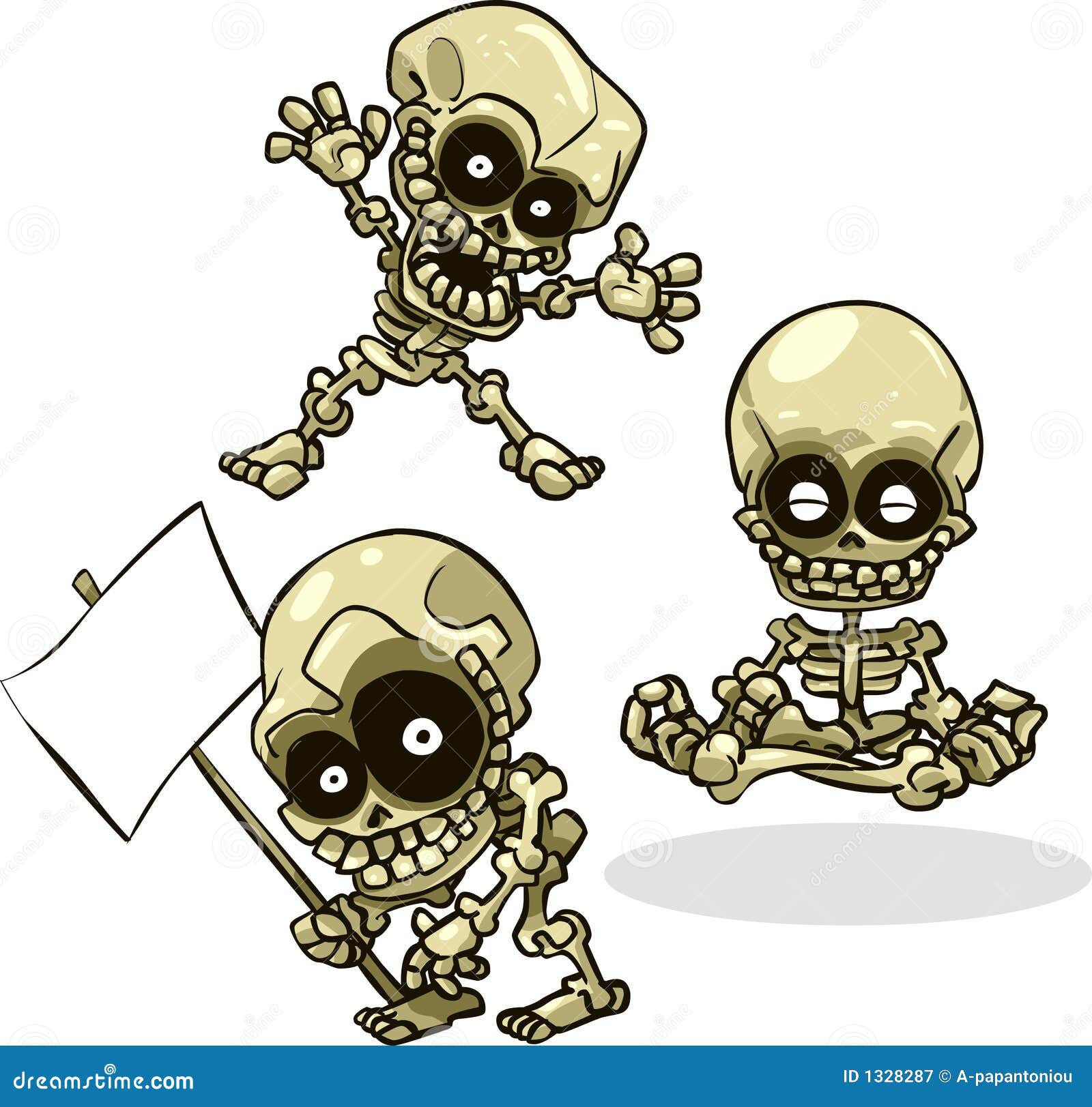 Vector Cartoon Halloween Skeletons Stock Vector - Illustration of cute ...