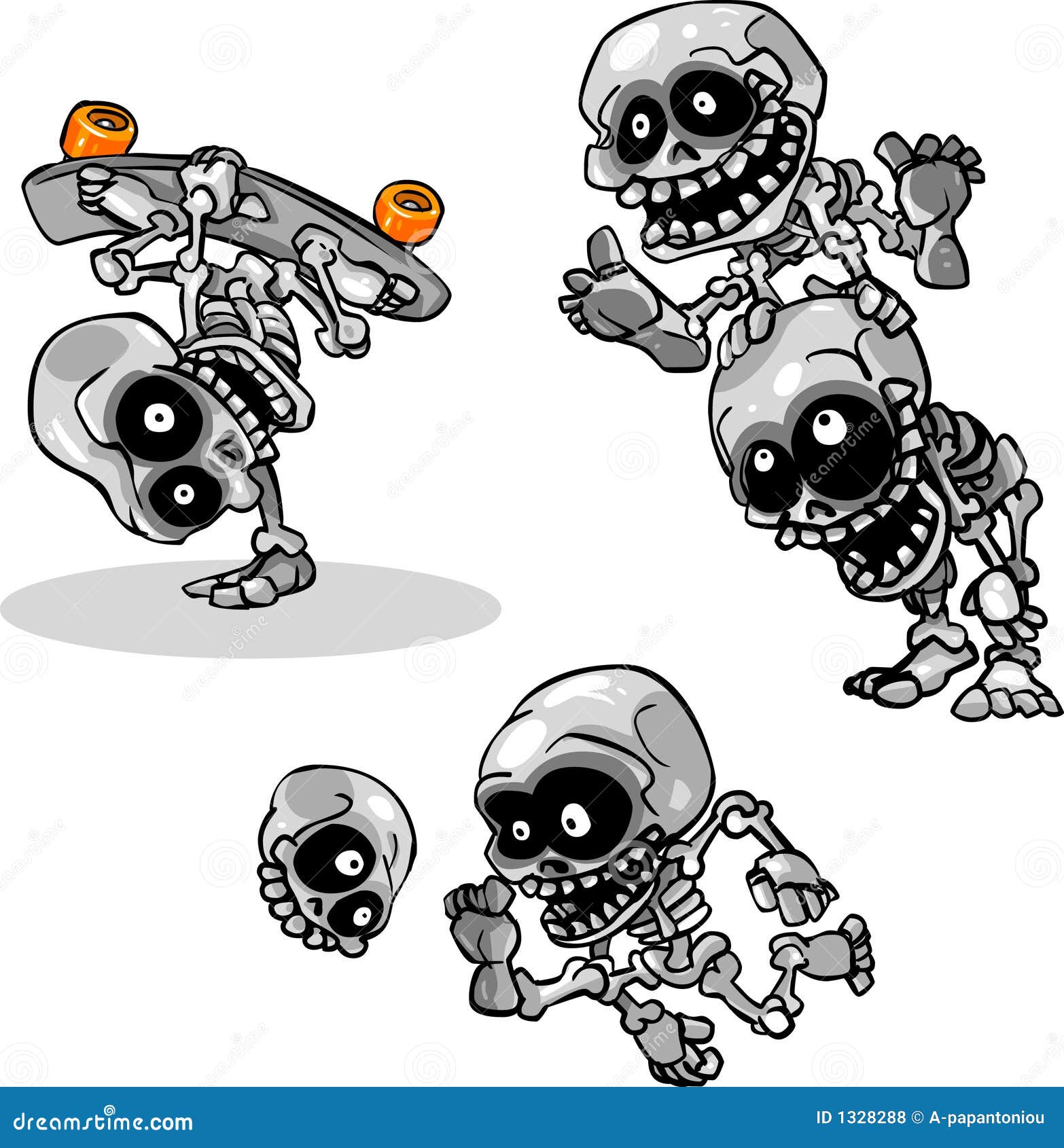 Vector Cartoon Halloween Undead Skeletons Stock Vector - Illustration ...