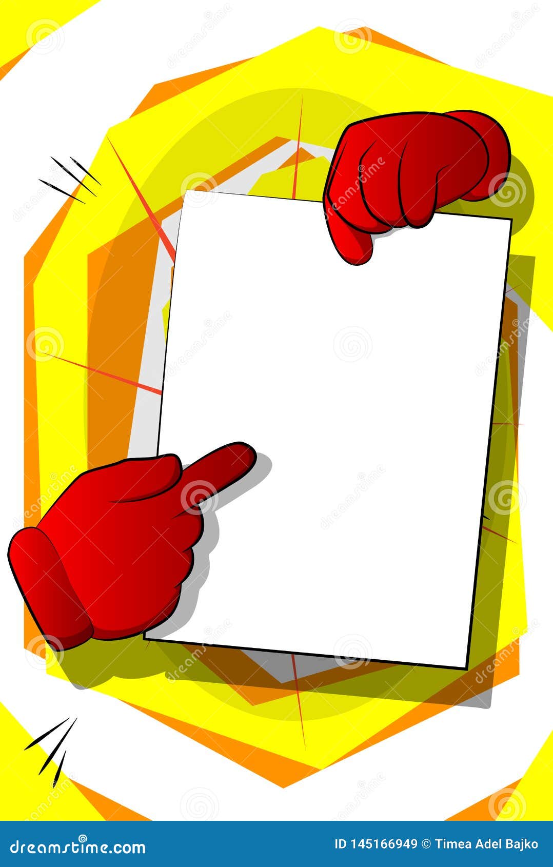 Hands Holding Paper and Pointing at it. Stock Vector - Illustration of ...