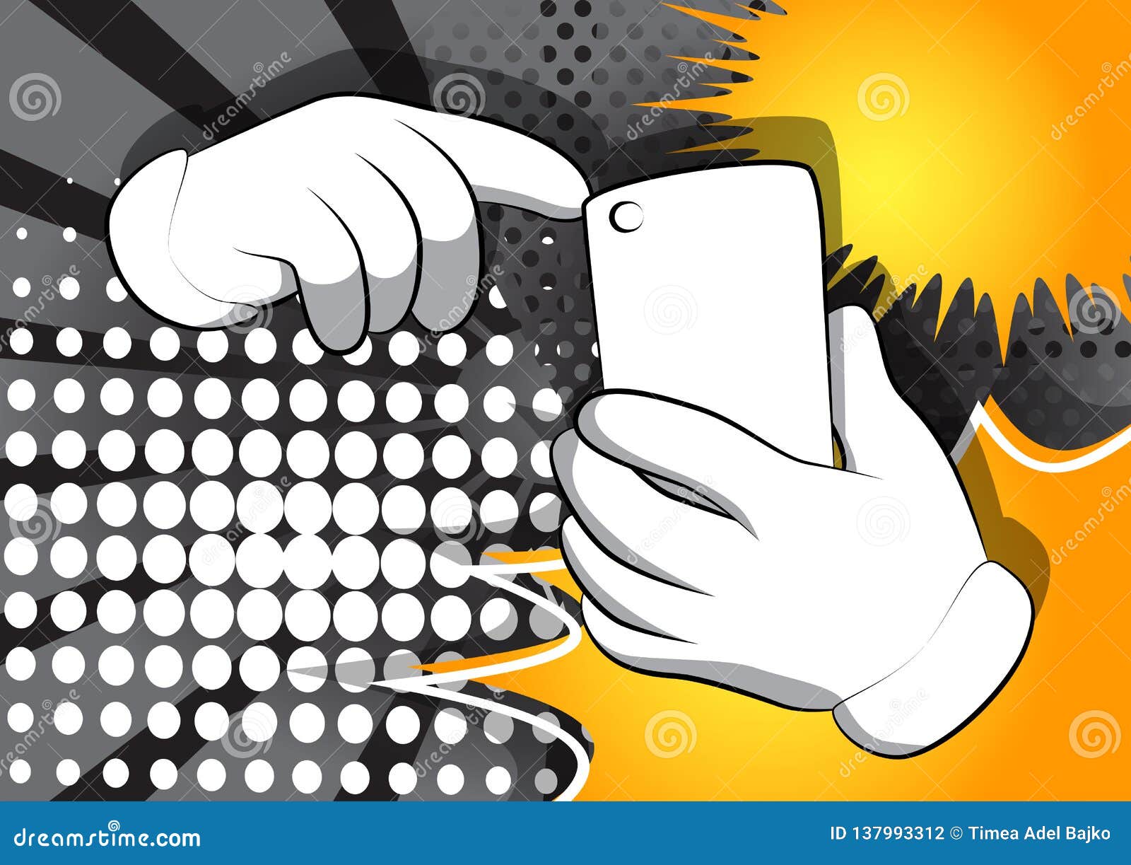Cartoon Hands Using a Mobile Phone. Stock Vector - Illustration of ...