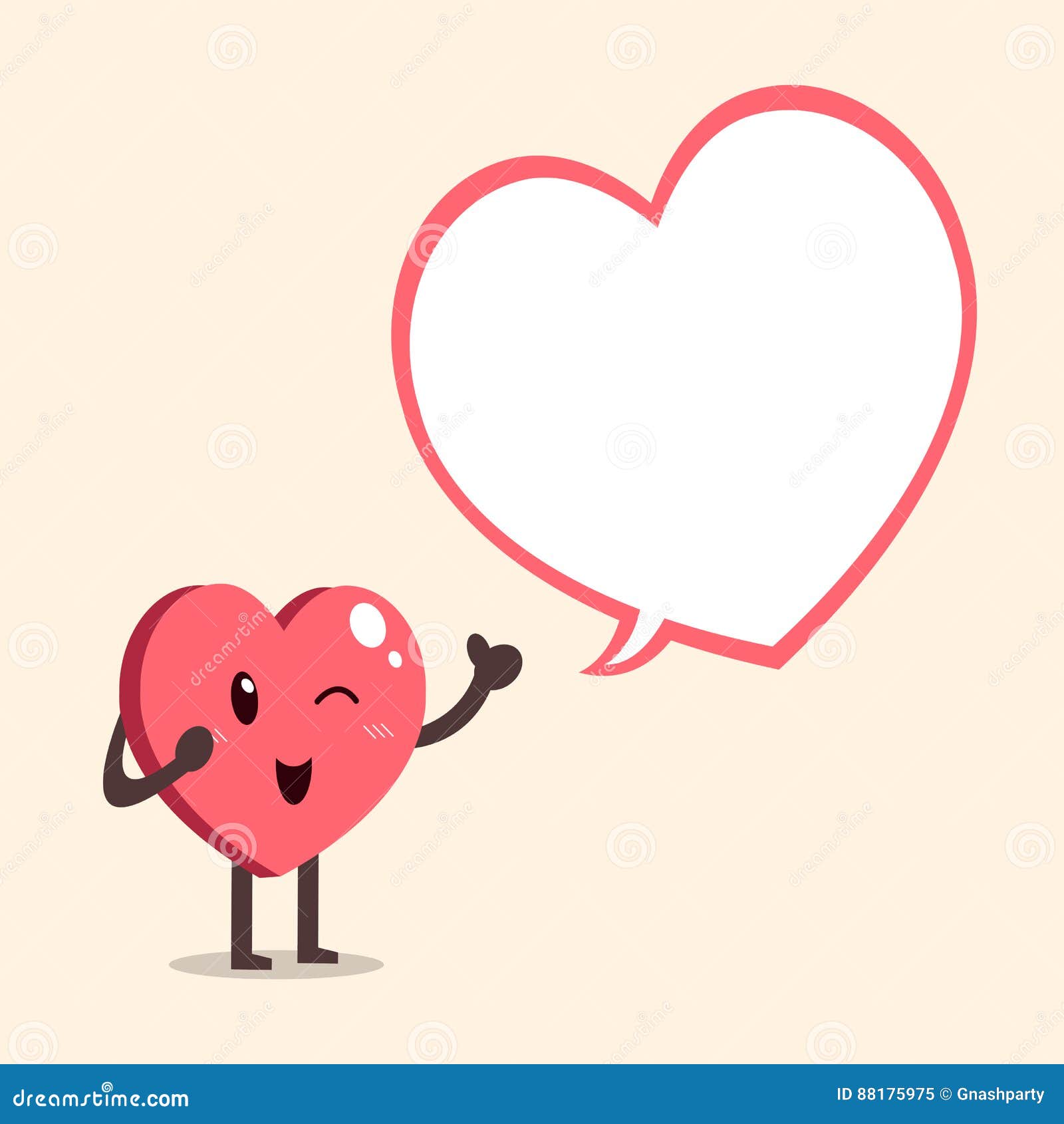 Vector Cartoon Heart Character with Speech Bubble Stock Vector ...