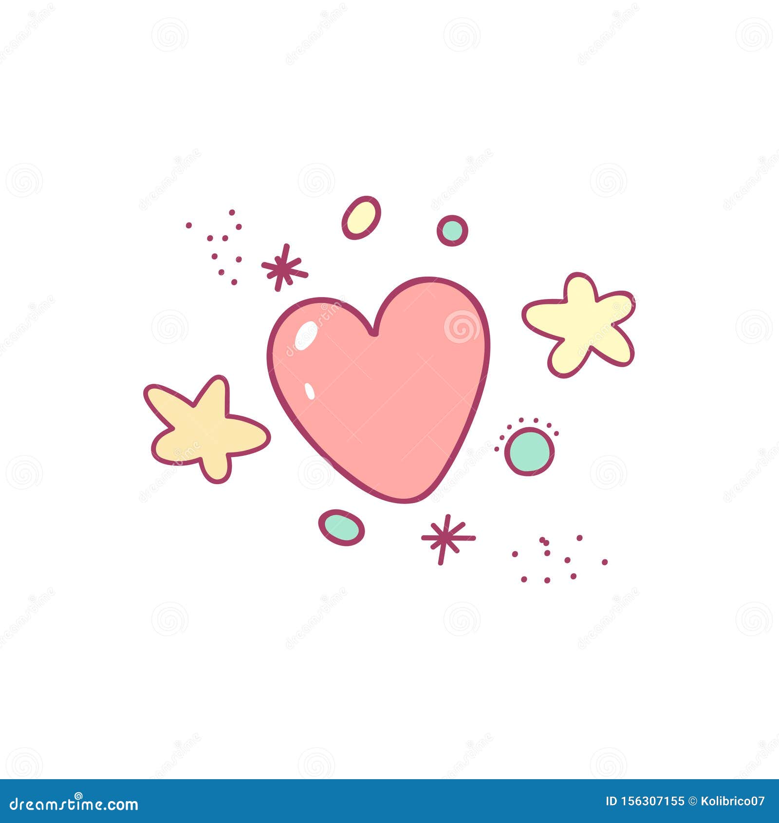 Vector Cartoon Heart with Stars and Particles Stock Vector ...