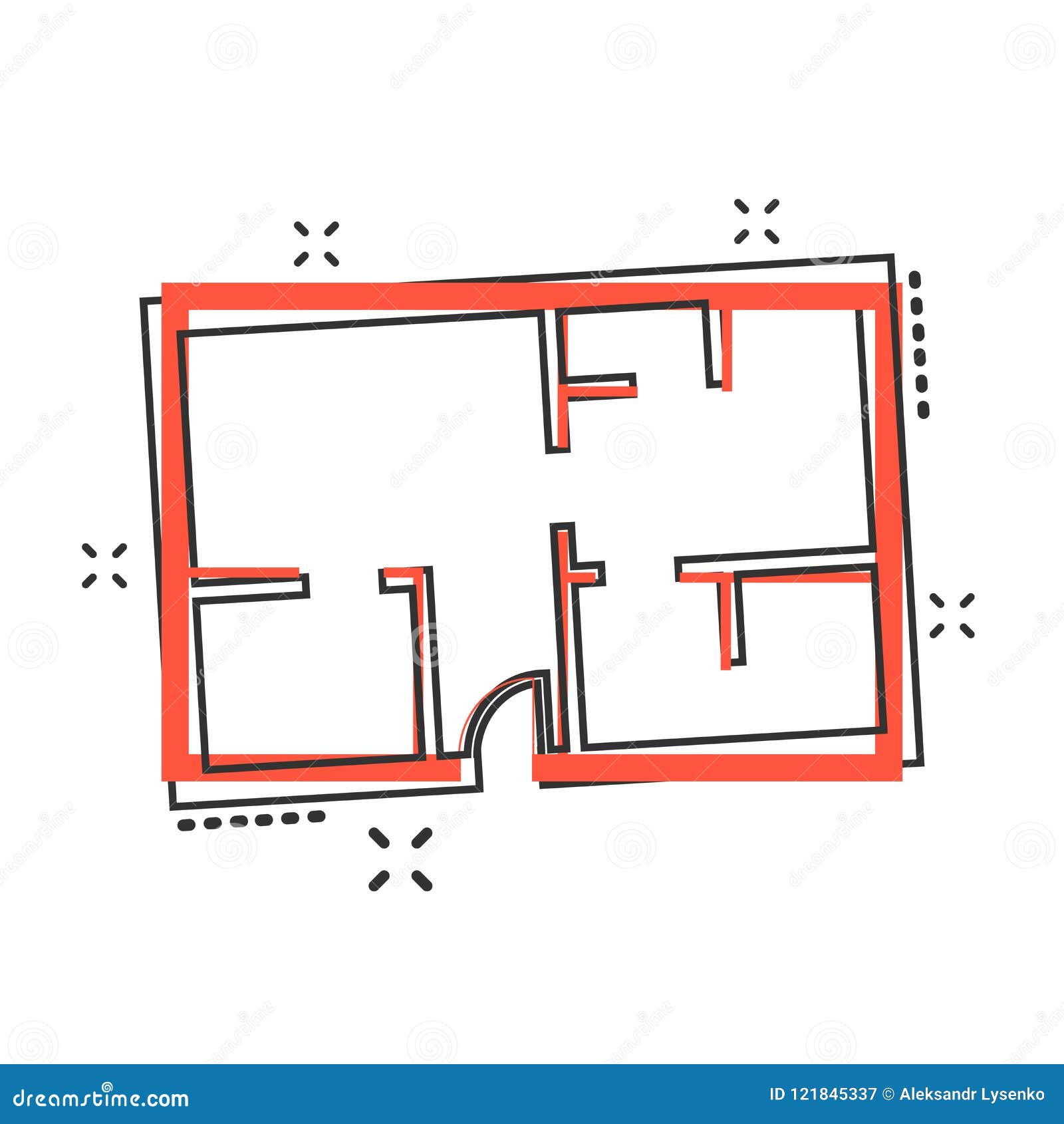 Vector Cartoon House Plan Icon in Comic Style. Architect Scheme Stock ...