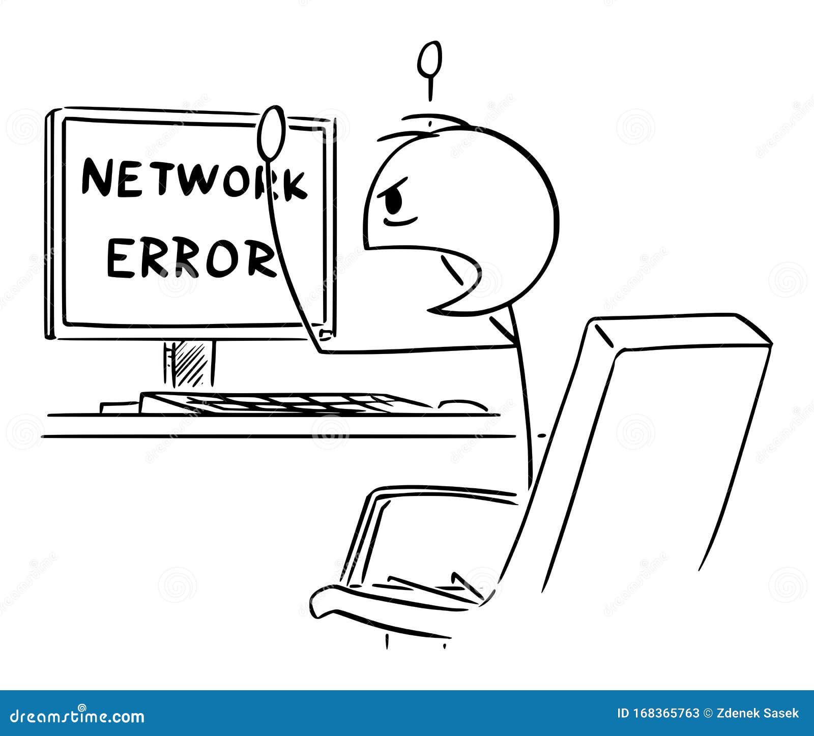 Vector Cartoon Illustration of Angry Man or Businessman Working on ...