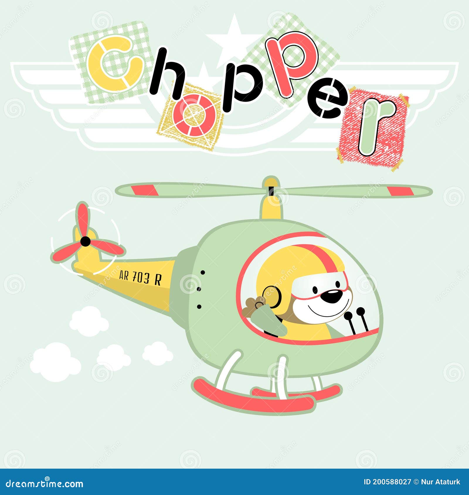 Cartoon of Funny Pilot on Helicopter Stock Vector - Illustration of ...