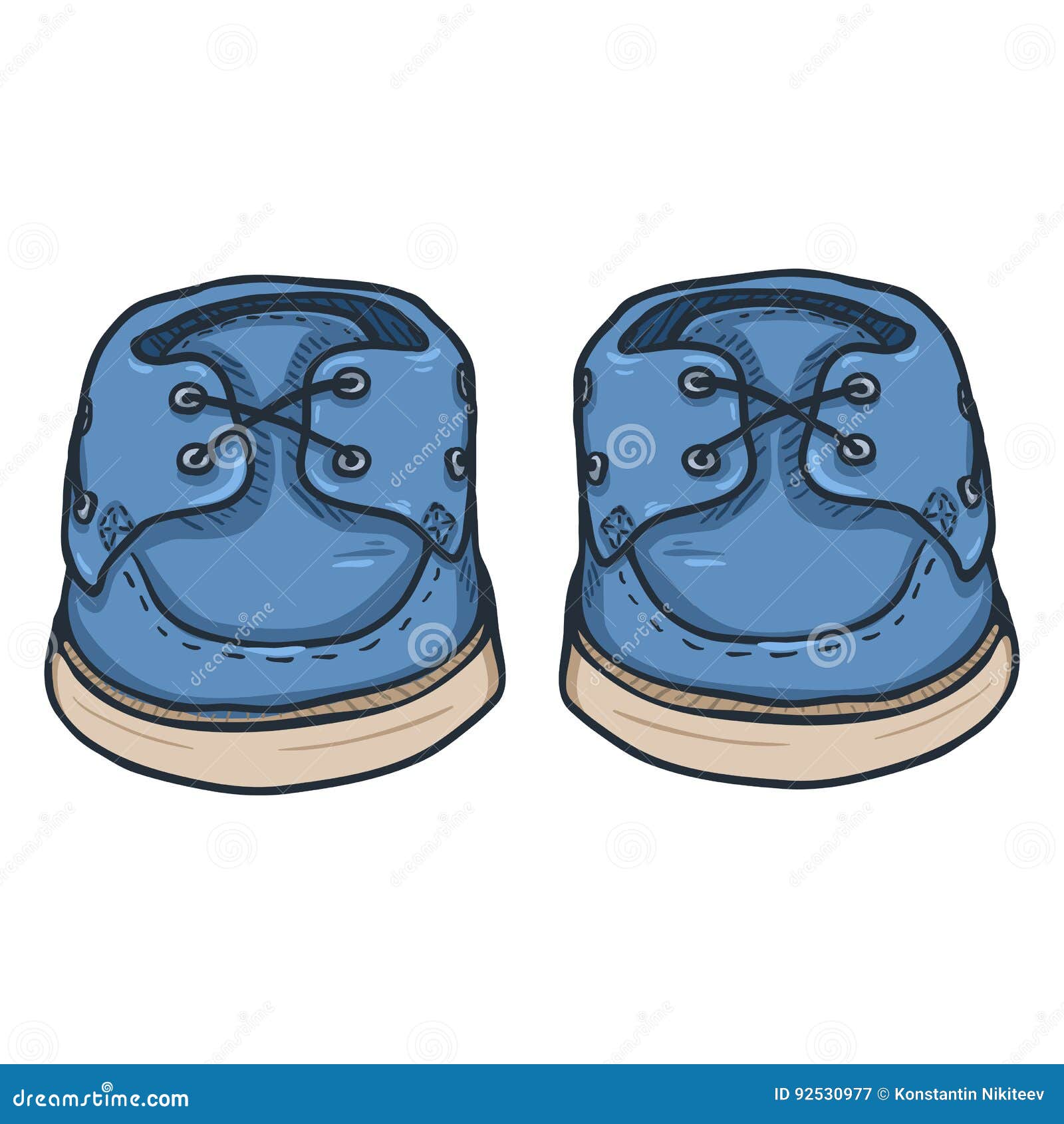 Vector Cartoon Illustration - Blue Topsider Men Shoes Stock Vector ...