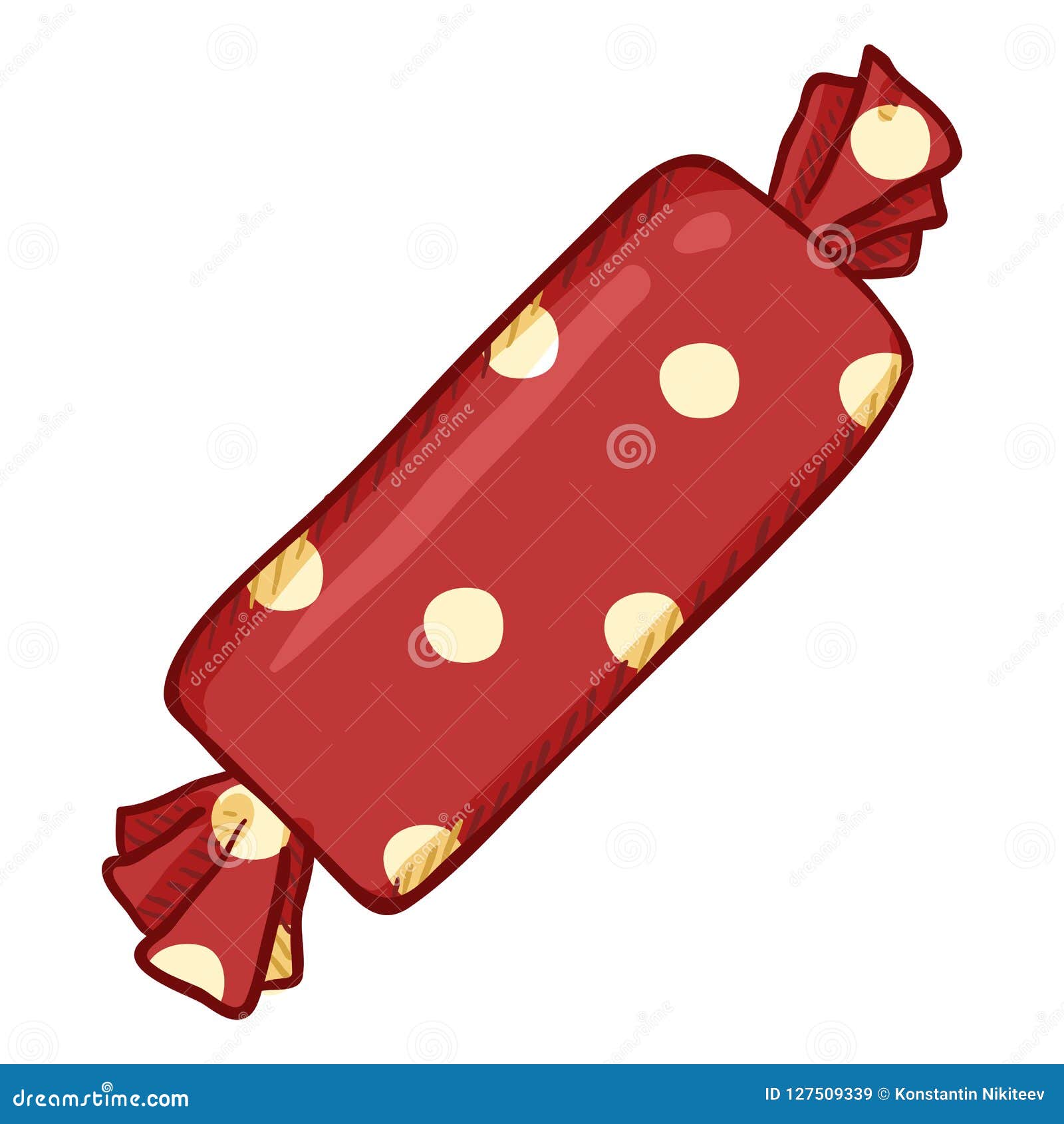 Vector Cartoon Illustration - Candy in Red Dotted Package Stock Vector ...