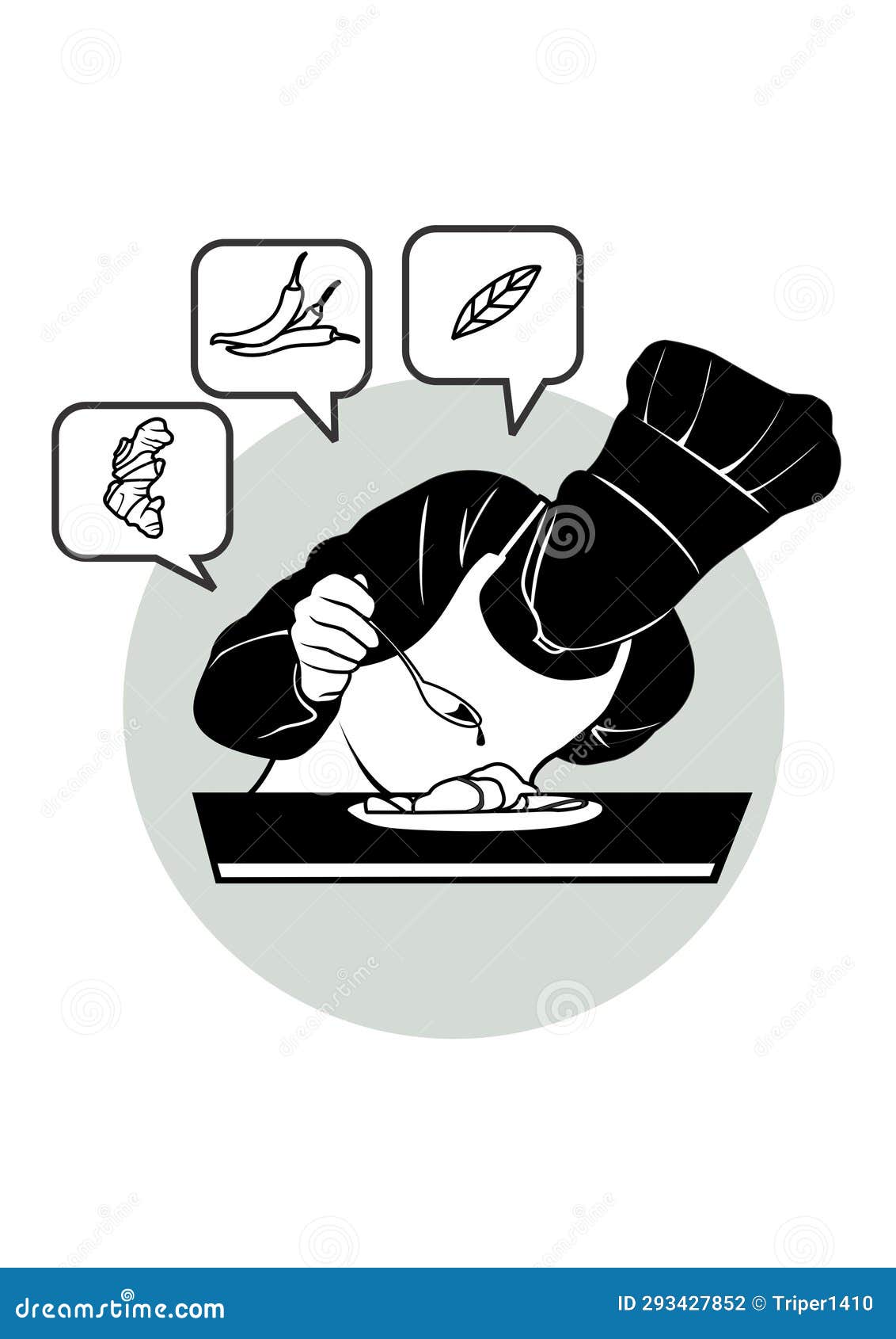 A Vector Cartoon Illustration of a Chef Preparing Food Stock Vector ...