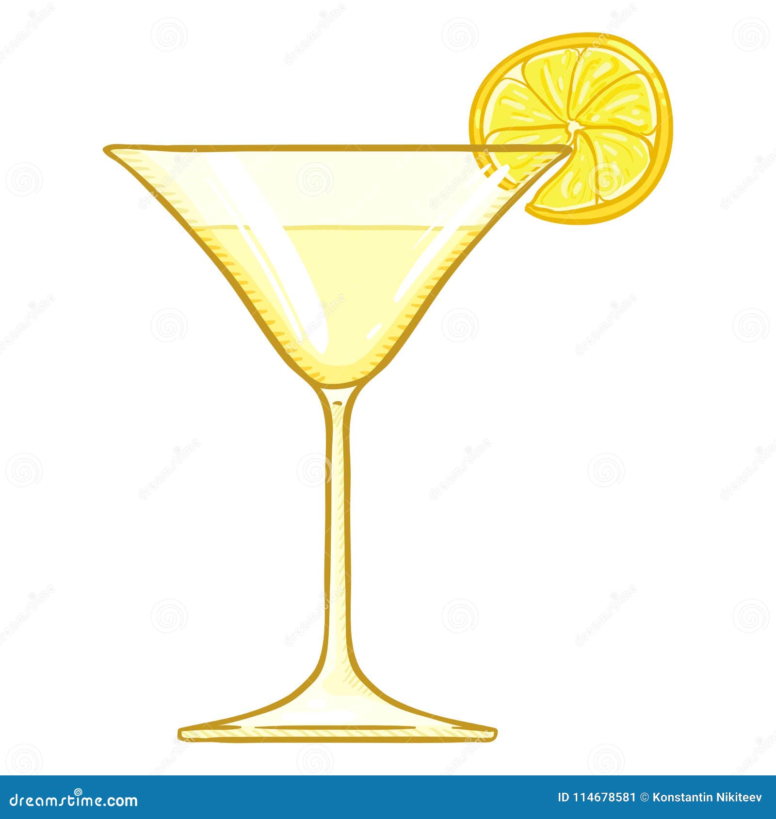 Vector Cartoon Illustration - Cocktail with Lemon Stock Vector ...