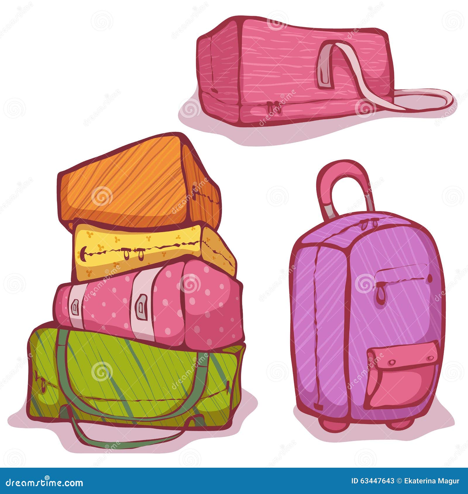 Vector Cartoon Illustration of Color Bags Set Stock Vector ...