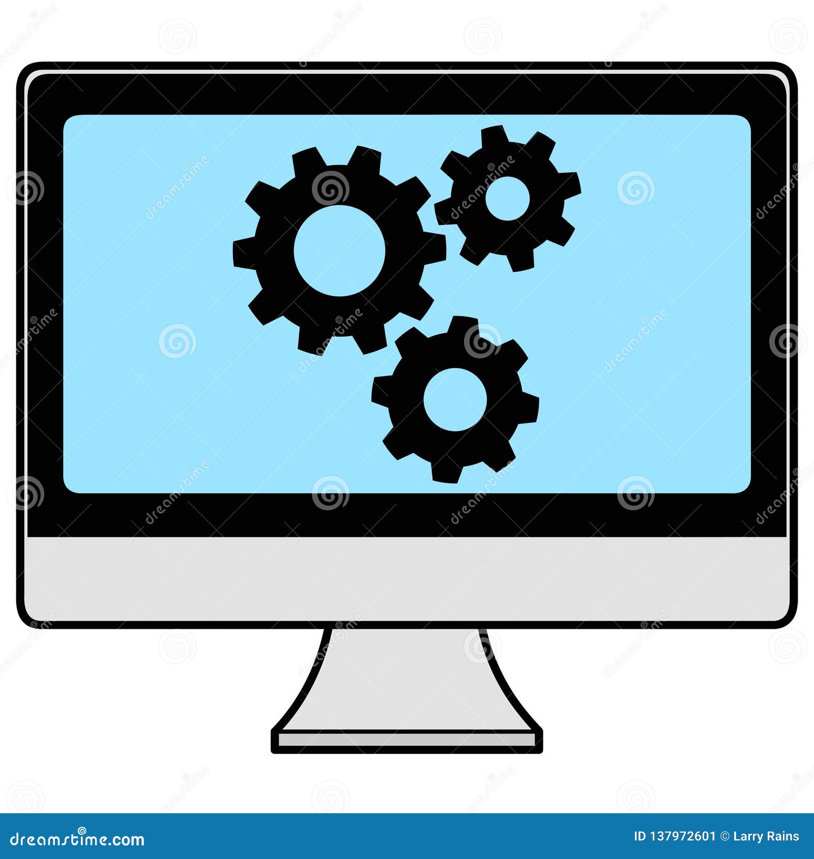 Computer with Gears stock vector. Illustration of gears - 137972601