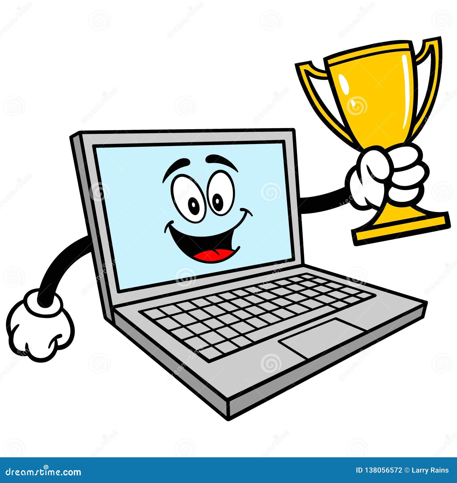 Computer Mascot with Trophy Stock Vector - Illustration of desktop ...