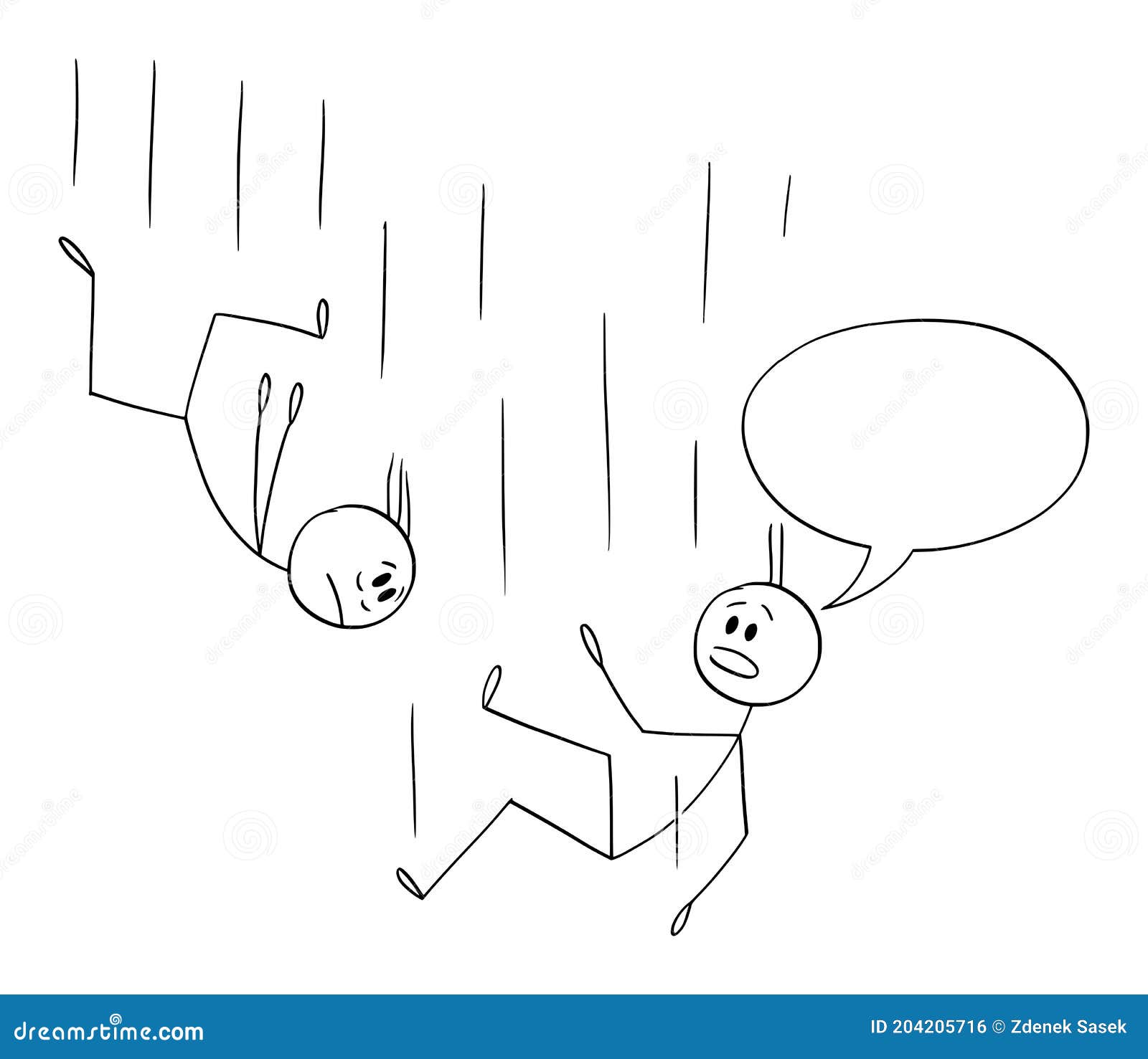 Vector Cartoon Illustration of Conversation of Two Falling Men or ...